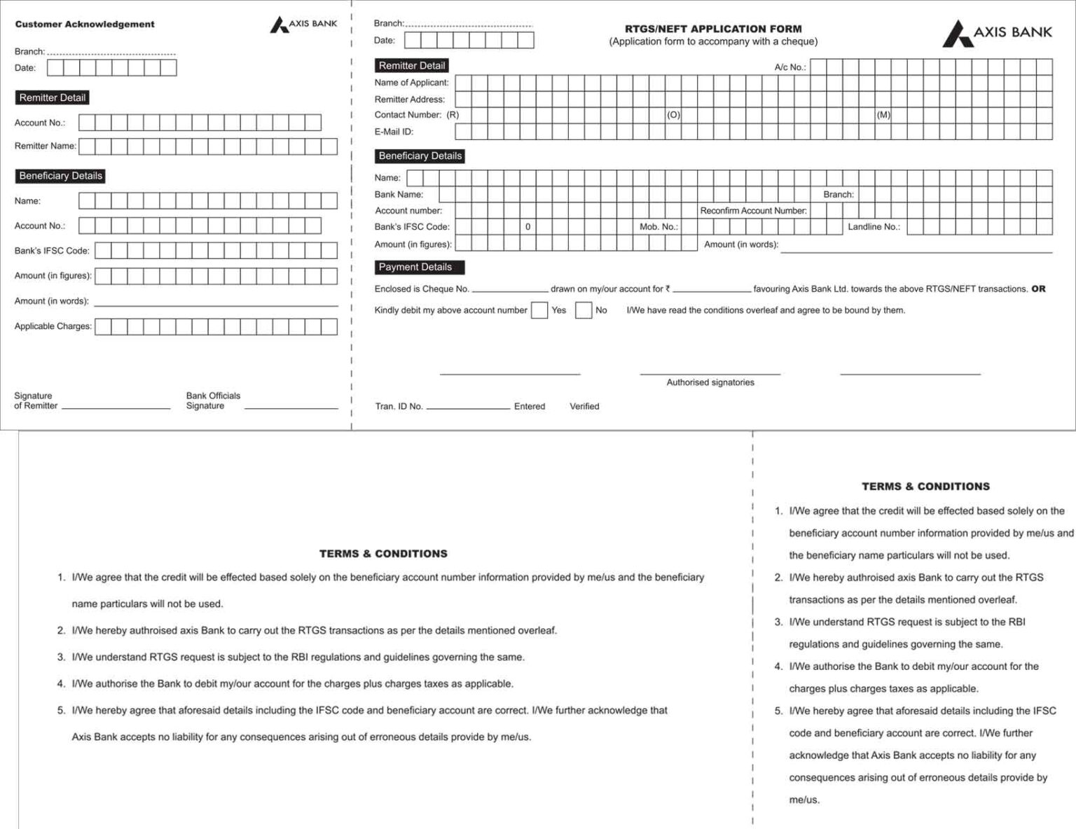 Download Axis Bank RTGS Form Download Axis Bank RTGS Form