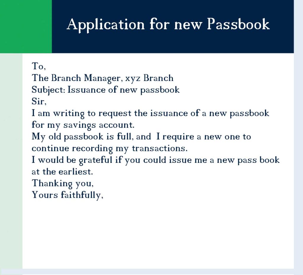 Application for new Passbook