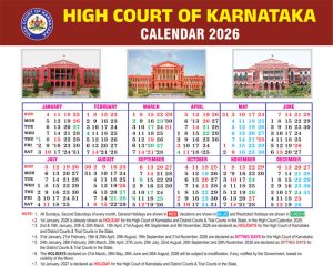 Official Karnataka High Court Calendar 2026
